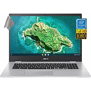 ASUS 2022 Newest Chromebook 17.3" FHD IPS Laptop, Intel Celeron N4500 (Dual-core, up to 2.8 GHz), 4GB DDR4 RAM, 32GB eMMC SSD, Wi-Fi6, Chrome OS with JAWFOAL