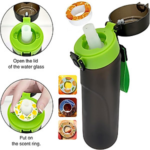 GIYZOKNI Water Bottle Starter Set, Water Bottle with Pods, 750ML Fruit Fragrance Water Bottle with 3 pcs Pods, 0% Sugar Water Cup BPA Free, Suitable for Gyms, Outdoor Sport, Schools (Black)