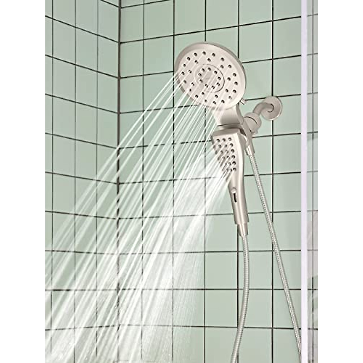 Moen Verso Spot Resist Brushed Nickel Rainshower/Handshower Combination with Infiniti Dial and Magnetix Docking, 60" Hose, 220C2EPSRN