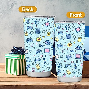 FOCIUZTA 20oz Playful Gaming Tumbler with lid, Travel Coffee Cup, Ideal for Easter, Gaming Enthusiast, Mother Day, and birthday gifts