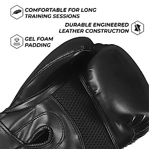 Sanabul Essential Gel Boxing Gloves for Men & Women, Kickboxing MMA, Muay Thai Gloves and Heavy Bag Training Punching & Sparring, AllBlack 10 oz