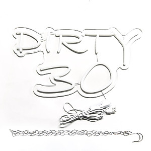 attneon ATTENON Dirty 30 Neon Sign for Wall Decor,Thirty Birthday Led Light with USB Interfece,Dirty 30 Neon Signs for Party,birthday,man cave, 30 light up sign birthday,Size16.1 * 8.7inches (JTD073)