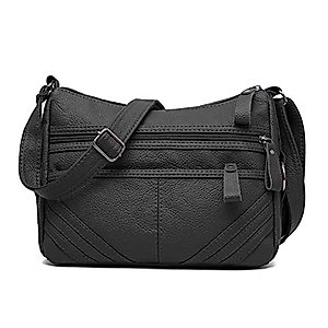 VOLGANIK ROCK Women Crossbody Bag Pocketbooks Soft PU Leather Handbags Multi Pocket Lightweight Shoulder Purse Medium