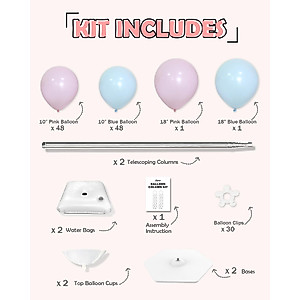 YALLOVE Balloon Column Stand, Set of 2 Balloon Stand with 10 Inch Latex Balloons