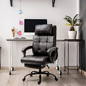 AVAWING Swivel Office Chair, High Back Adjustable Home Office Desk Chair, Heated Massage Office Chair with 6-Point Vibration, Ergonomic Executive Office Chair with Padded Armrests, Black