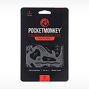 Wallet Multi-Tool, PocketMonkey 12-in-1 Credit Card Tool, Bottle Opener, Stainless Steel, MADE IN USA