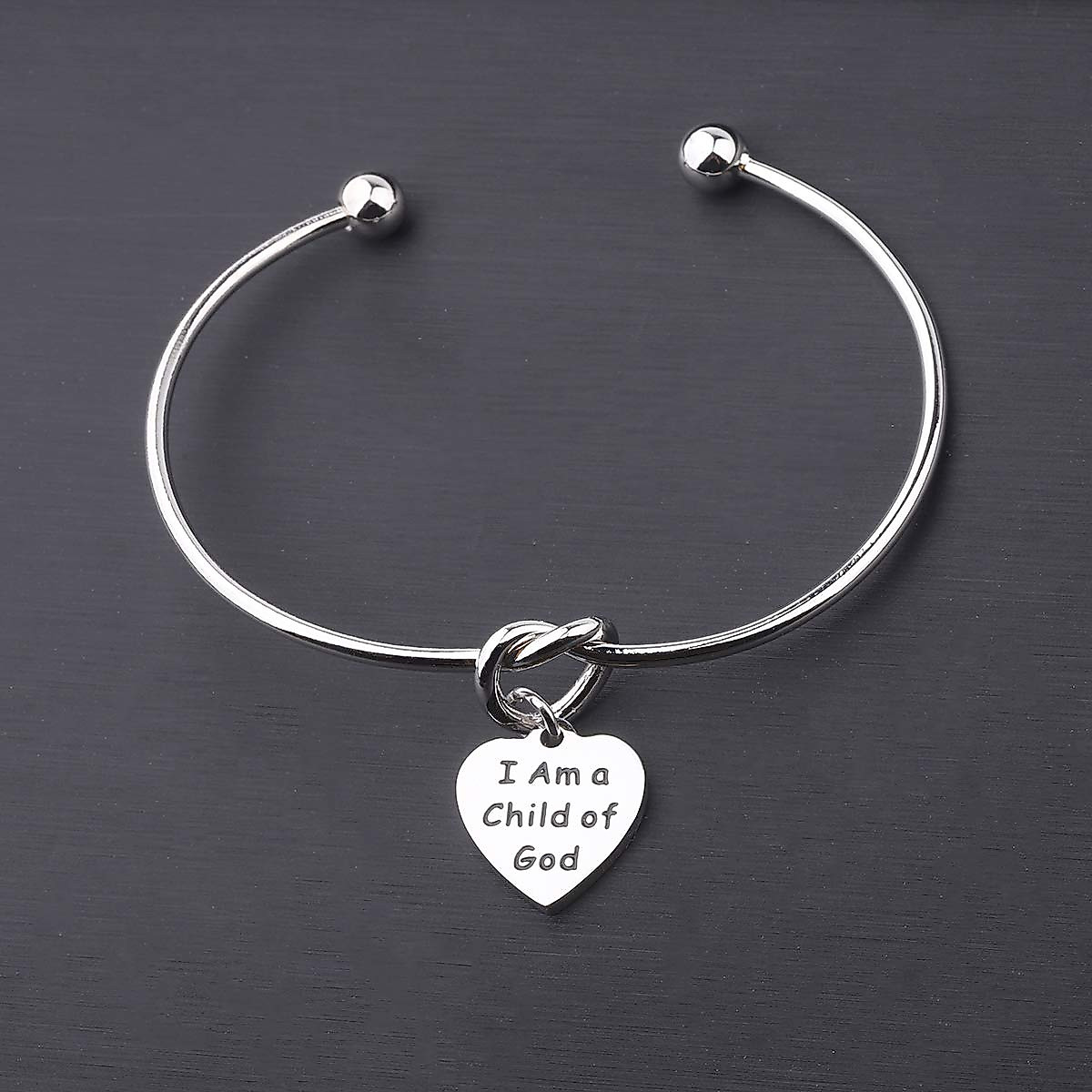 FOTAP I Am A Child Of God Stainless Steel Charm Bangle First Communion Gift Baptism Gift Confirmation Gift Religious Gift (God cuff bracelet)