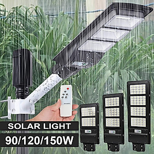 MA STRAP Street Light 120W Solar Panel Street Light Outdoor Dusk to Dawn LED Solar Powered Street Lamp Security Led Flood Light with Remote Control Waterproof Radar Sensor for Yard, Road,Garden,Park