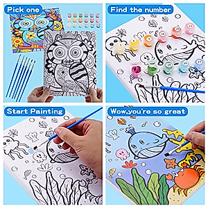 3 Pack Paint by Numbers for Kids Ages 8-12, 10*8"Color by Number for Kids Framed Canvas with 18 Acrylic Paint Pots and 6 Brushes, Kids'paint by number, Arts and Crafts Art Supplies for Kids 9-12