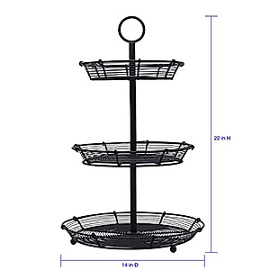 Gourmet Basics by Mikasa Tulsa Adjustable Pastry Serving Stand, 3-Tier, Black