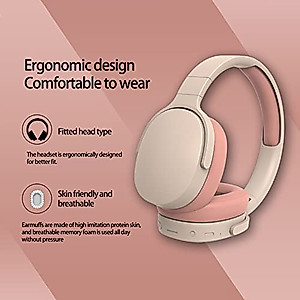 Bluetooth Headphones with Intelligent Noise Reduction,Wireless Headset HiFi Foldable,Ergonomic Bluetooth-Compatible 5.1, Stereo Over Ear Headphone，Wireless Headphones with Microphone Beige