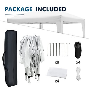 PHIKOOVA 10 x 10 ft Pop up Canopy Tent with 4 Sidewalls & 4 Sand Bags, Instant Folding Canopy Shelter with Elegant Church Window Outdoor Gazebo Easy Party Wedding Events Tent(White)