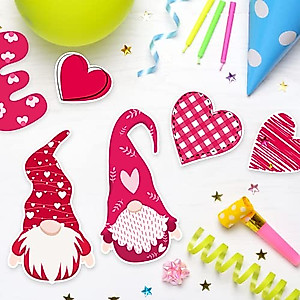 NBjiuyin 48 Pieces Valentine's Day Lovely Gnome Cutouts with Glue Point Dots Cartoon Assorted Lovely Accents Cutouts for Bulletin Board Classroom Decoration Mother's Day Party Supplies (Valentine)