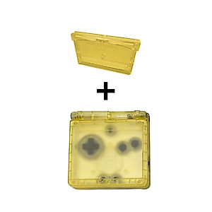 Cowhilan Replacement Clear Full Housing Shell Case Compatible with Gameboy Advance SP GBA SP Console, Send with Game Card Shell, Transparent Yellow