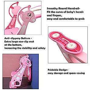 HTTMT- Giraffe Potty Training Toilet Ladder Seat With Upgraded Cushion Step Stool Ladder Toilet Chair/Toilet Trainer for Baby Toddler Kids Children In Pink [P/N: ET-BABY001-PINK STEP]