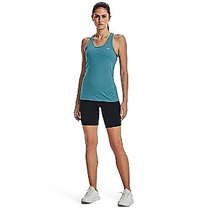 Under Armour Women's Standard HeatGear Racer Tank, (433) Glacier Blue / / Iridescent, Medium