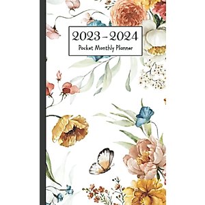 2023-2024 Pocket Monthly Planner for Purse: Floral Two Years Monthly Calendar Planner January 2023 To December 2024, Pocket Size | 24 Months Agenda ... Organizer Logbook With Holidays & Extra Pages