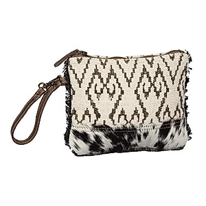 Myra Bag Ambition Upcycled Canvas & Cowhide Wristlet Pouch Bag S-1337