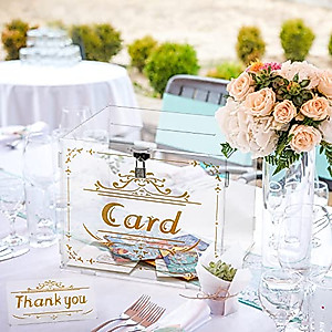 Hiceeden Acrylic Wedding Card Box with Slot and Lock, Clear Envelope Box Letter Box, Wishing Well Money Box for Wedding Reception, Graduation, Baby Shower, Decoration, Bridal Shower