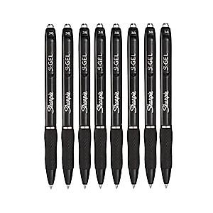 SHARPIE S-Gel, Comfort Grip Gel Pens, 0.38mm Ultra Fine Point, Black Ink, 8 Count