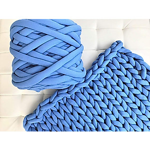 clootess Arm Knitting Yarn Chunky Braid Cotton Yarn for Handmade DIY Throw Blanket Pet Bed,Machine Washable,Blue 3 lbs