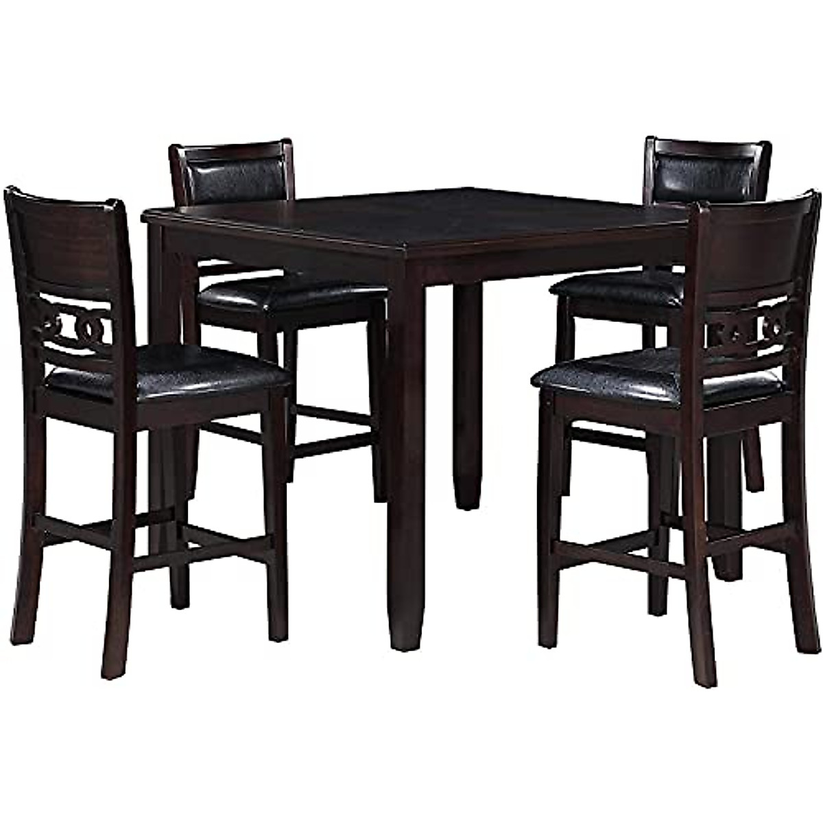 New Classic FURNITURE Gia 5-Piece Table with Four Chairs, Inch, 42" Counter Set, Ebony