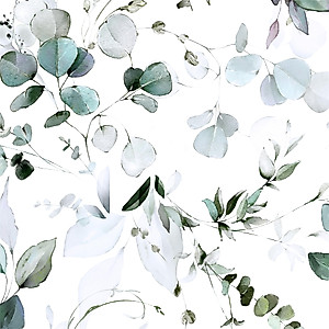 Laatse Green Leaf Contact Paper 17.5" x 393" Floral Leaf Wallpaper Peel and Stick Vintage Self Adhesive Wallpaper, Waterproof, Vinyl Wall Covering for Bedroom Cabinet Countertop Decor