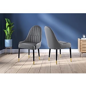 Wycian Sofa Desk Chair, Dining Set Boho 2PCS Grey Pu Leather Capacity 330LB 23.03" L 20.47" W 36.22" H Living Room Bedroom Dining Rooms Garden