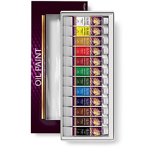 MyArtscape Oil Paint Set - 12 x 12ml Tubes - Lightfast - Heavy Body - Oil-based Vibrant Colors - High Pigment Load - Non-fading - Artist Quality Painting Supplies - Professional Craft Paints