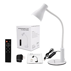 CeSunlight LED Desk Lamp, 3 Lighting Modes and 6 Brightness Levels, 10W Flexible Gooseneck Table Lamp for Living Room and Study, Remote Control with Timing Function, AC Adapter Included (White)