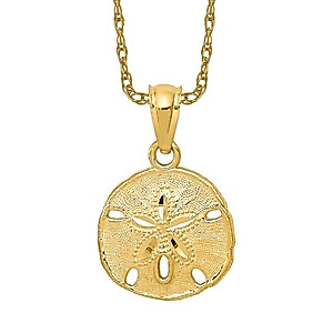 IceCarats 14K Yellow Gold Sand Dollar Sea Star Starfish Necklace Charm Pendant 19mm x 11mm Only