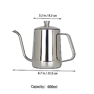 PAMINGONO Coffee Pot Mini Tea Kettle Coffee Spout Coffee Kettle Espresso Coffee Coffee Maker for Camping Tea Pitcher with Lid Spout Kettle Stainless Steel Silver