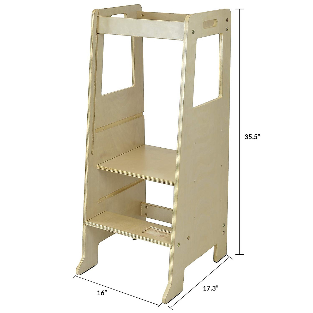 Height Adjustable Kids Kitchen Step Stool with Black and White Activity Board Learning Stool for Toddler Chef Helper Standing Tower