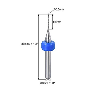 uxcell PCB Drill Bits 0.5mm Tungsten Carbide Rotary Tool Jewelry CNC Engraving Print Circuit Board Micro Drill Bits 1/8 Inch Shank 1 Set (10 Pcs)