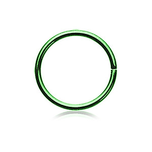 Colorline Basic Steel Bendable 316L Surgical Steel Nose Hoop (Sold Individually) (20 GA, 10mm, Green)