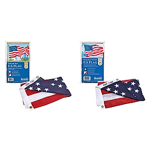 Annin Flagmakers American Flag Tough-Tex Polyester Flag & Model 2220 American Flag Nylon SolarGuard NYL-Glo, 4x6 ft, 100% Made in USA with Sewn Stripes, Embroidered Stars and Brass Grommets