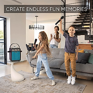 MASINGO Karaoke Machine for Adults and Kids with 2 Wireless Microphones, Portable Singing PA Speaker System Set with 2 Bluetooth Mics, Disco Ball Party Lights & TV Cable, Ostinato M7