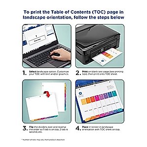 Avery 8-Tab Dividers for 3 Ring Binders, Customizable Table of Contents, Multicolor Tabs, 24 Sets (11168)