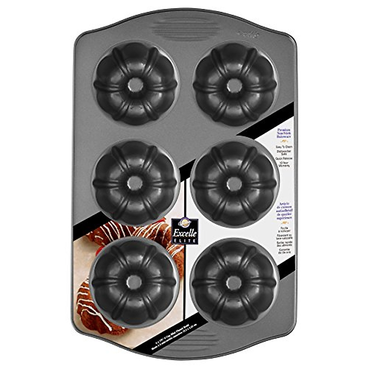 Wilton Excelle Elite Non-Stick 6-Cavity Mini Fluted Tube Baking Pan