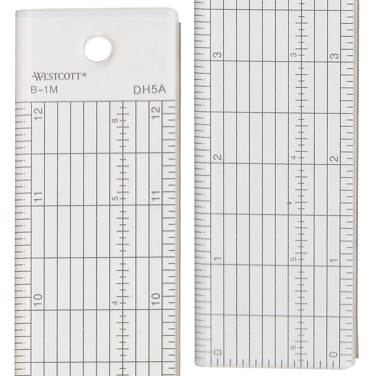 Westcott Grid Ruler with Metal Cutting Edge, 1.5 x 12, Transparent (B-1M)