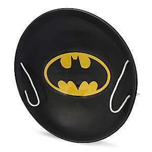 Slippery Racer ProDisc 26 Inch Heavy Duty Aluminum Iron Alloy Metal Kids Winter Saucer Snow Sled with Dual Riveted Soft Grip Rope Handles (Batman)