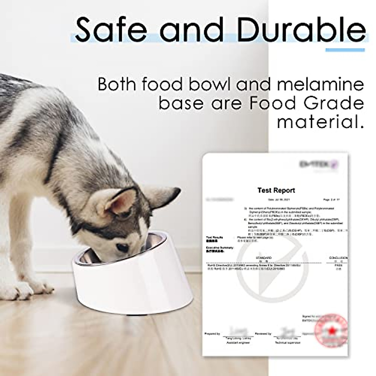 SuperDesign Mess Free 15° Slanted Bowl for Dogs and Cats, Tilted Angle Bulldog Bowl Dog Feeder, Non-Skid & Non-Spill, Easier to Reach Food S/0.5 Cup White