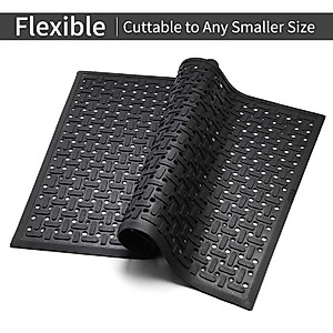 smabee Rubber Non-Slip Waterproof Floor Mat Heavy Duty Anti-Fatigue Mats 33"x57" for Wet or Snow Deck, Restaurant Bar Kitchen Yard Boat