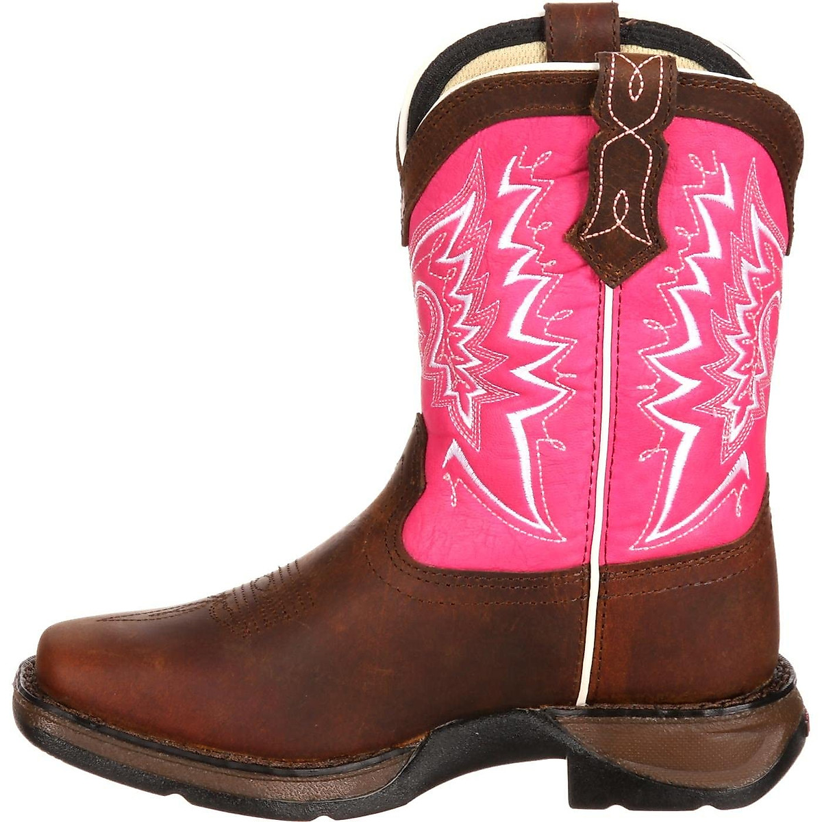 Durango unisex child Lil' Rebel Western Boot, Brown/Pink, 3 Little Kid US