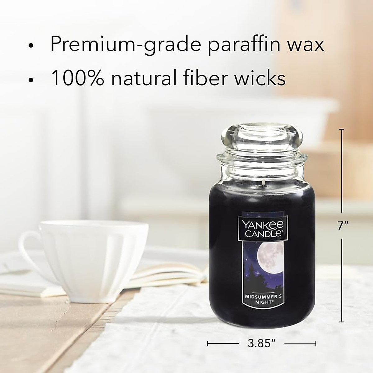 Yankee Candle MidSummer's Night Scented, Classic 22oz Large Jar Single Wick Candle, Over 110 Hours of Burn Time