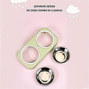 FUUIE Bowls for Food and Water Double-Layer Pet Bowl Cat Food Feeder Stainless Steel Pet Feeder Feeder Easy to Clean Cat Food Small Pet Supplies (Color : Blue, Size : Large)