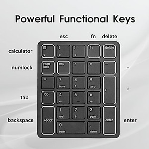 Levieny Wired Numeric Keypad for Laptop - 26 Keys USB Number Pad, Mini Slim External Magicforce Accounting Keypad for Desktop Computer PC, Surface Pro Notebook