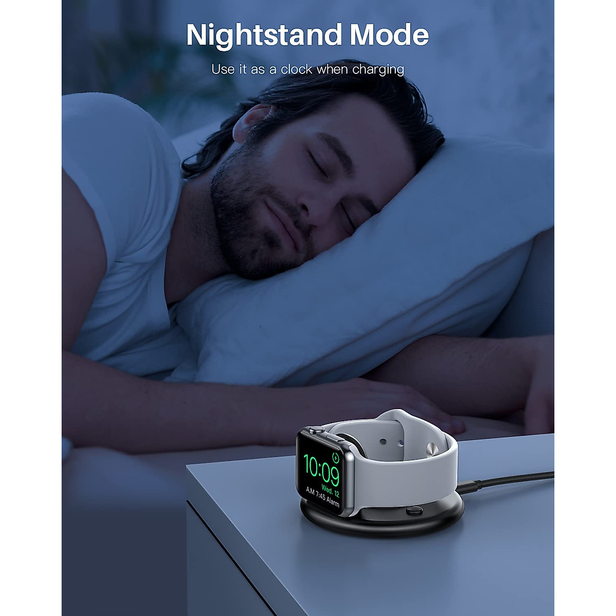 LLYZZ Upgraded for Apple Watch Charger, Portable Magnetic iWatch Charger with Charging Cable,Foldable Fast Watch Charger Stand for Apple Watch Series 9/8/7/6/5/4,SE,Ultra 2[Nightstand Mode]-Black