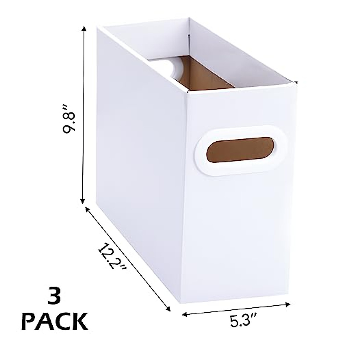 EOOUT 3 Pack Hanging File Folder Organizer, Hanging File Box for Letter Size Cardboard File Folder Boxes Storage with Handles for Office Home School, White
