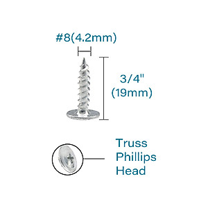 IMScrews 200pcs #8 x 3/4" Truss Head Screws Standard Thread Self Tapping Screws Wood Work MDF Zinc